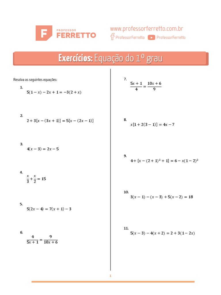 Equacao Do 1 Grau | PDF