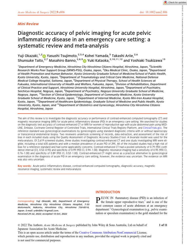 Diagnostic Accuracy of Pelvic Imaging for Acute Pelvic Inflammatory ...