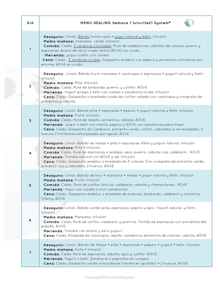 Menu1 Futurlife | PDF