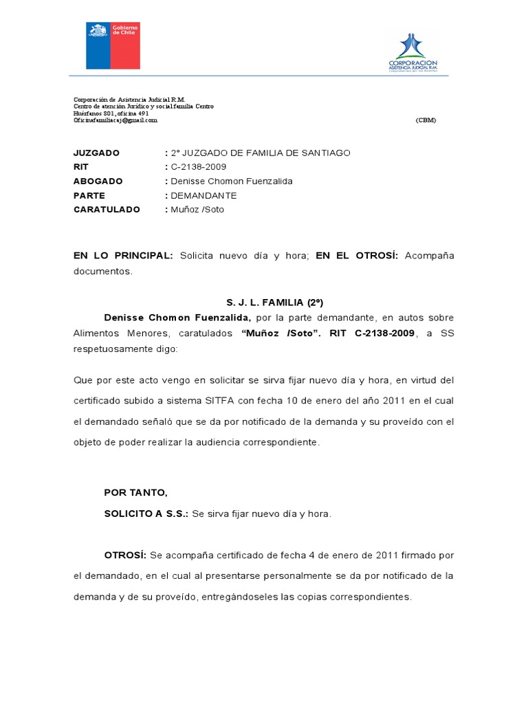 Modelo Solicita Nuevo Día y Hora | PDF