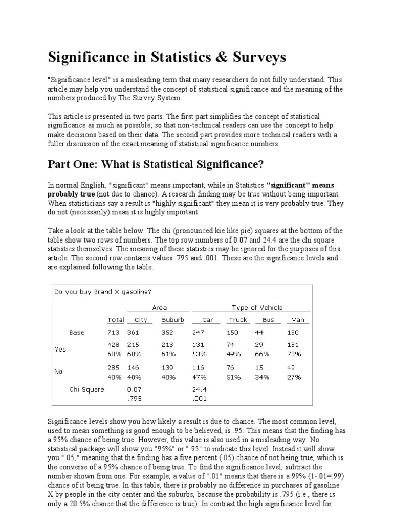 Significance in Statistics | PDF | Statistical Hypothesis Testing ...