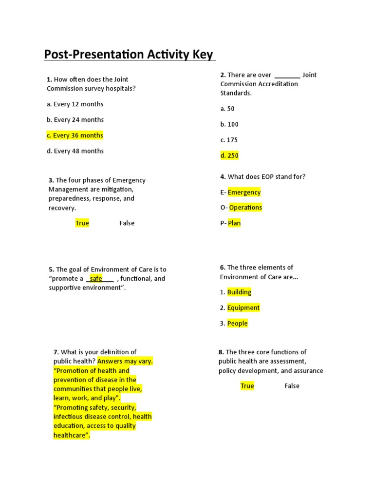 Activity Answer Key | PDF
