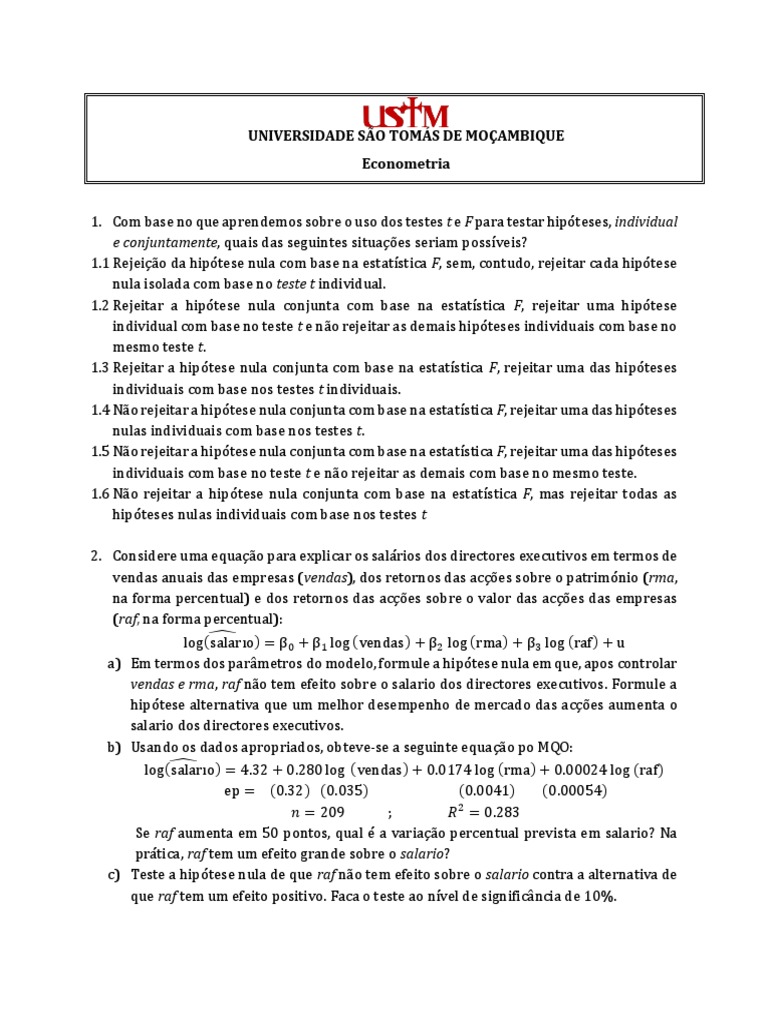 Aula Pratica MRM - Inferencia | PDF