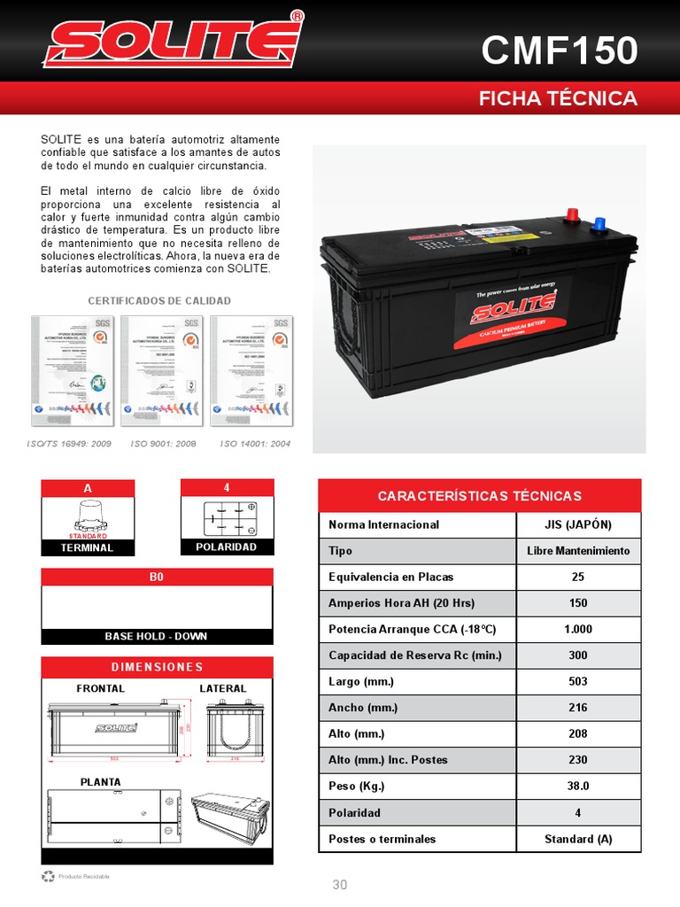 Ficha Técnica SOLITE CMF150 | PDF