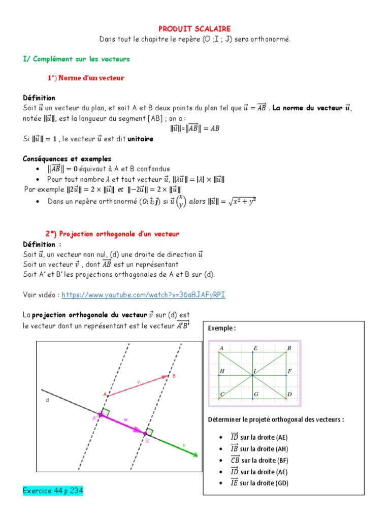 Produit Scalaire | PDF
