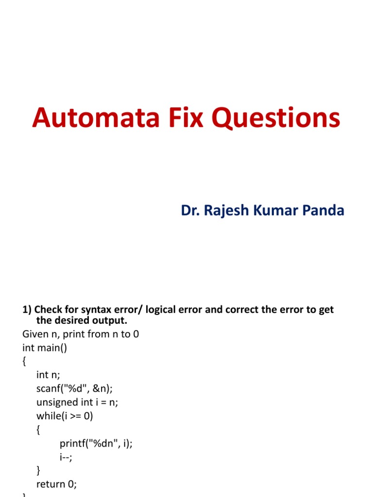Automata Fi Questions | PDF | Integer (Computer Science) | Software ... Automata Fi Questions | PDF | Integer (Computer Science) | Software ...
