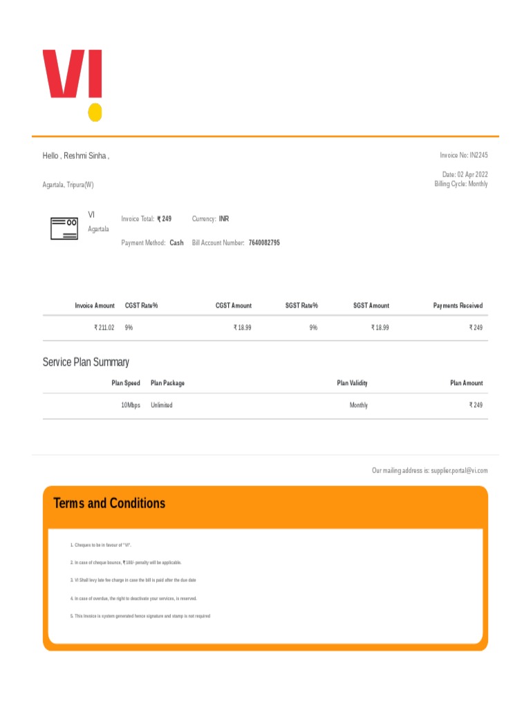 Internet Invoice Template 3 | PDF