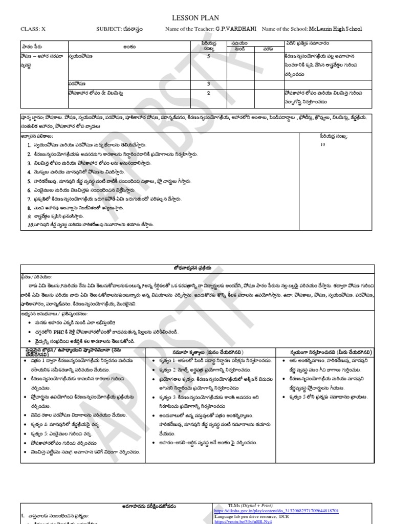 10.TM 1 Lesson Plan | PDF