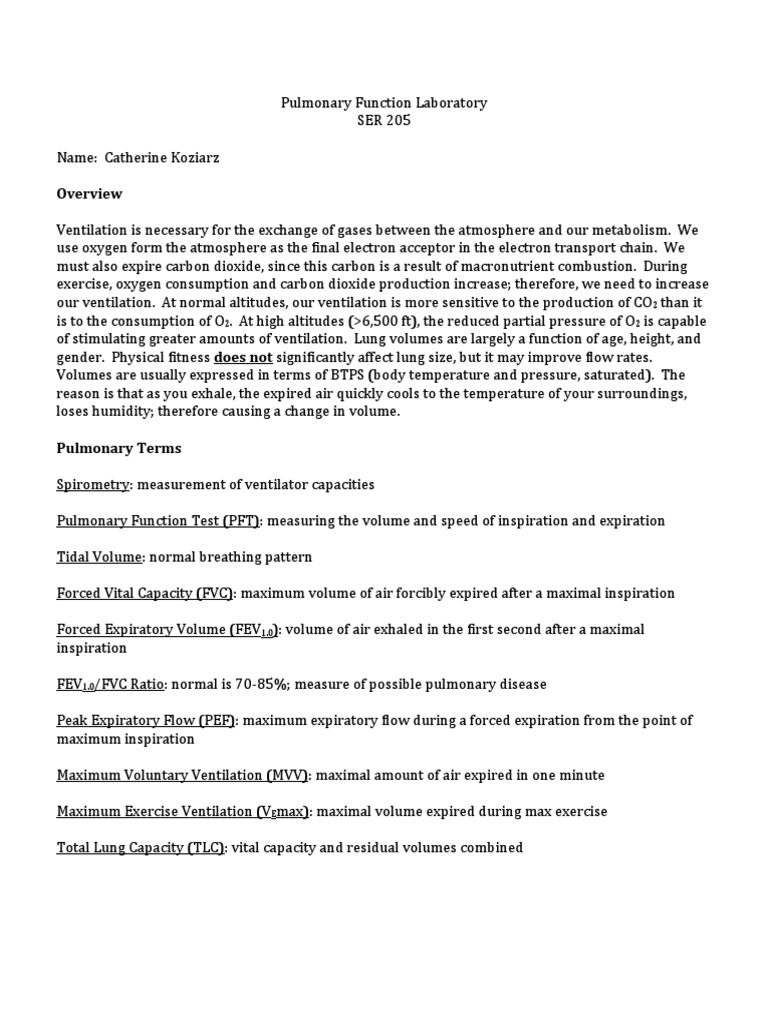 Pulmonary Function Laboratory | PDF | Breathing | Exhalation