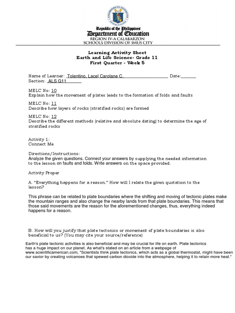 Als G11 - Q1W5 Els Las | PDF