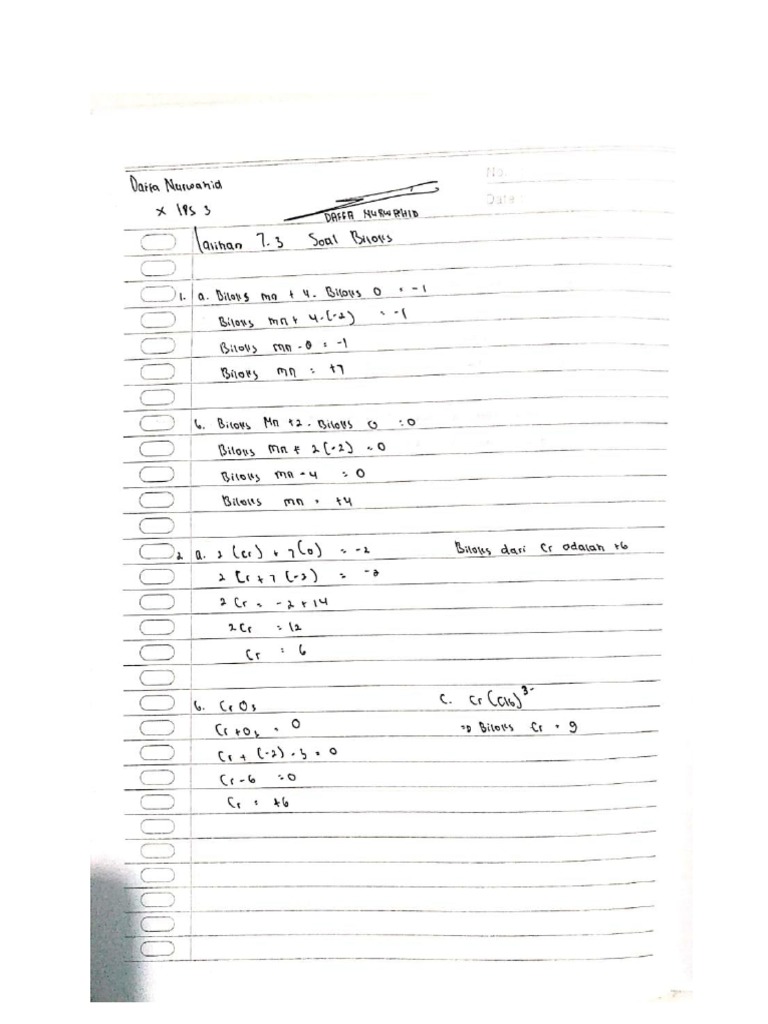 Latihan 7.3 Soal Biloks | PDF