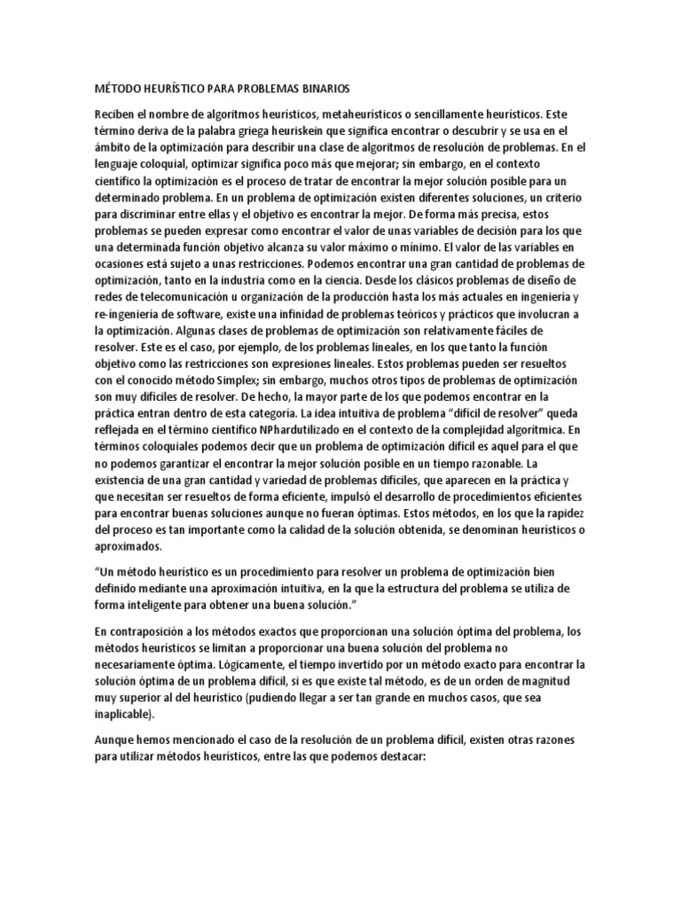 Método Heurístico Para Problemas Binarios Pdf 2426