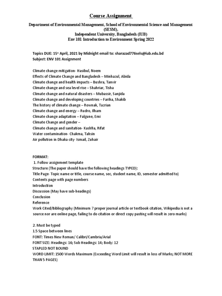 Assignment Env 101 | PDF | Citation | Apa Style