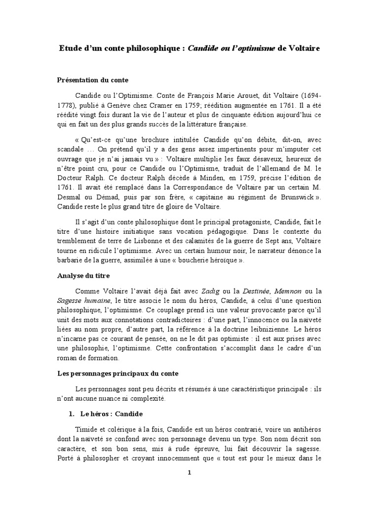 Analyse de "Candide" de Voltaire | PDF | Candide | Voltaire