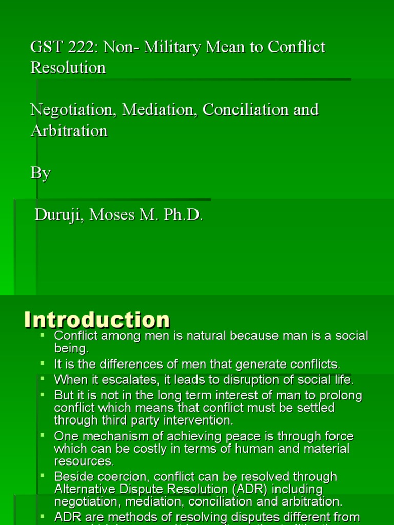 Non-Military Conflict Resolution Methods | PDF