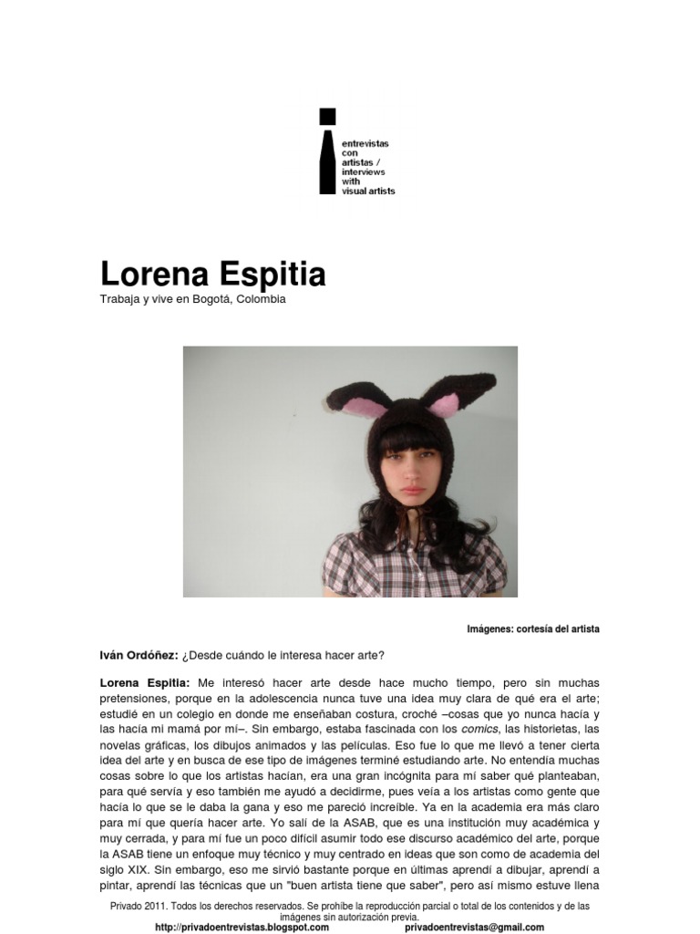 Privadoentrevistas Lorena Espitia | PDF | Cómics | Pinturas