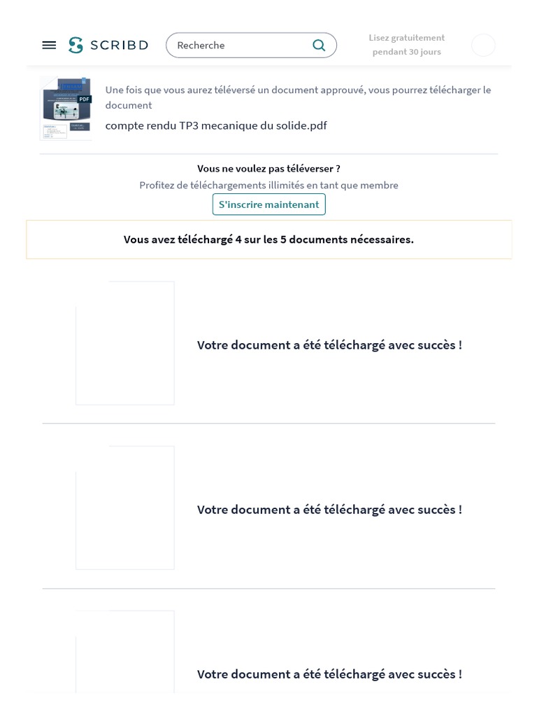 Compte Rendu TP3 Mecanique Du Solide - PDF: Vous Avez Téléchargé 4 Sur Les 5 Documents ...