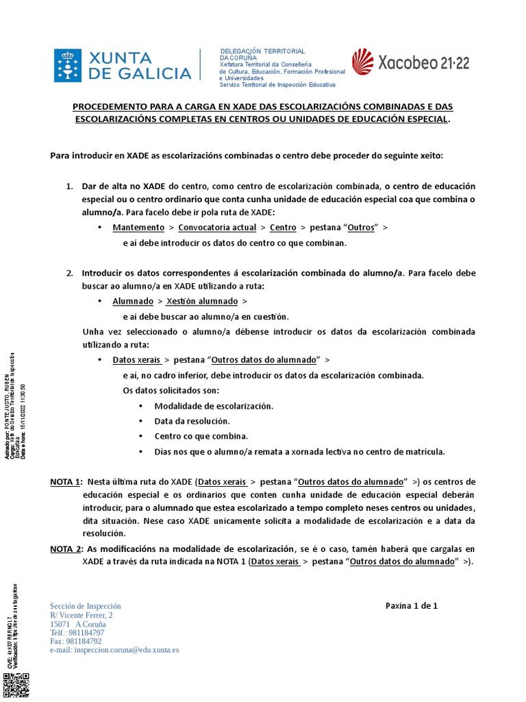 XADE - Carga Modalidades Escolarización | PDF