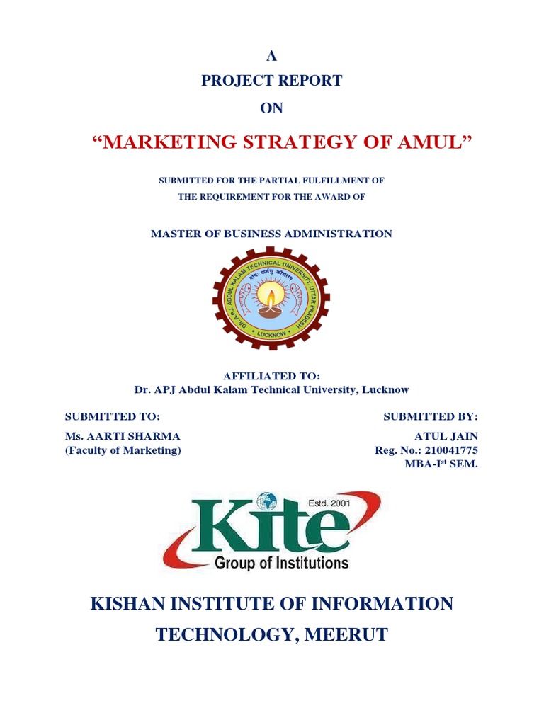 Atul - Mba 1ST Sem Project - Final | PDF