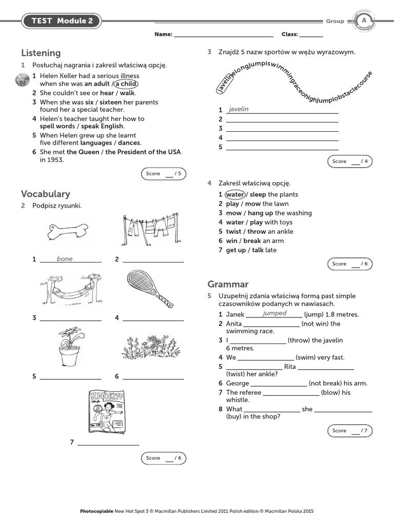 New Hot Spot 3 Module 2 Test A Pdf