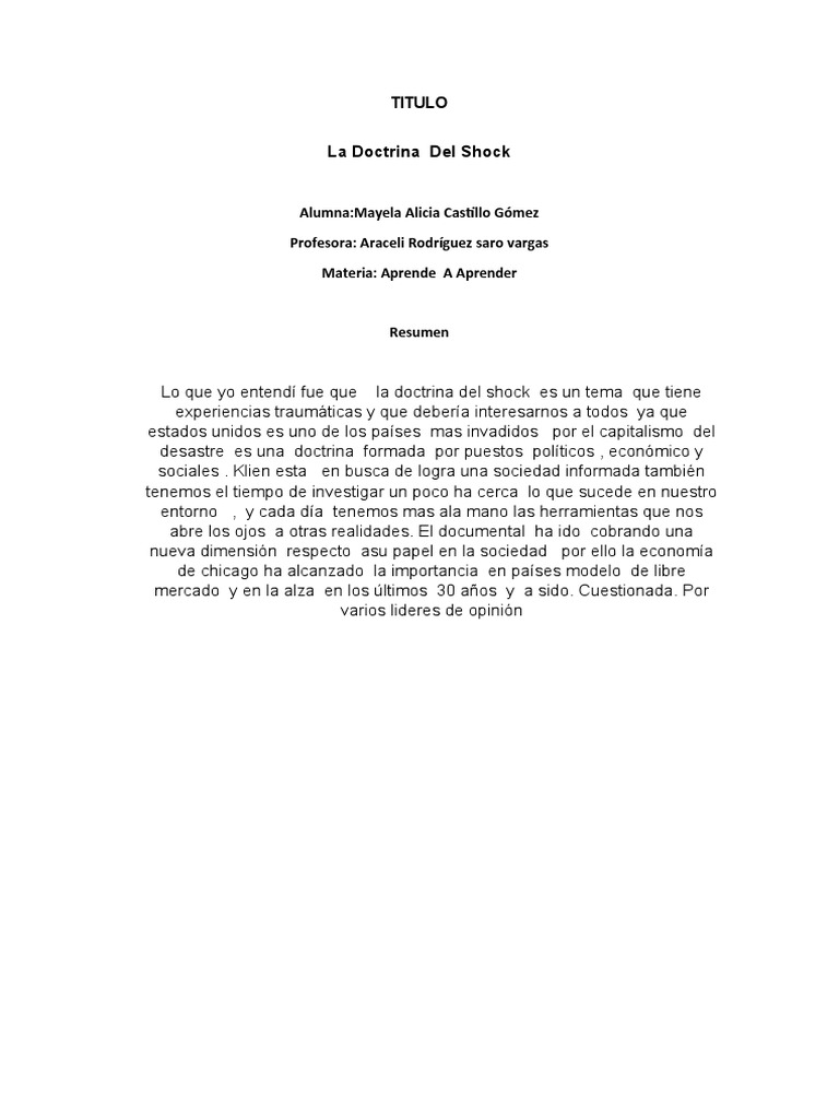 Doctrina Del Shock | PDF