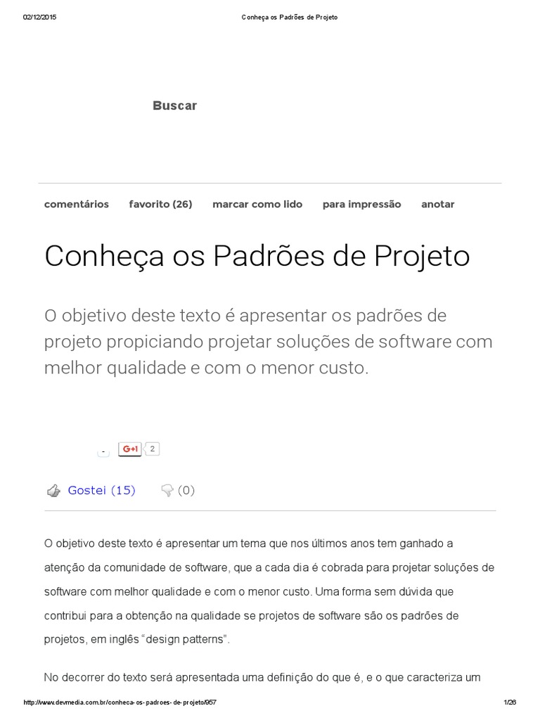 Conheça Os Padrões de Projeto | PDF | Padrão de design de software ...