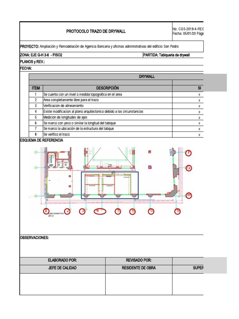 Protocolo de Liberacion de Tabiqueria de Drywall Corregido | PDF