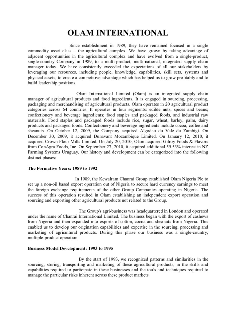 Olam International | PDF | Supply Chain | Supply Chain Management