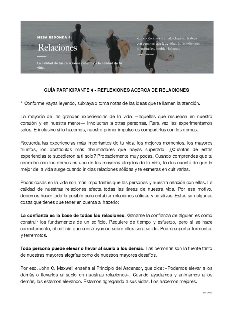 Leccion 4 - Relaciones - Guia Participante-Made | PDF