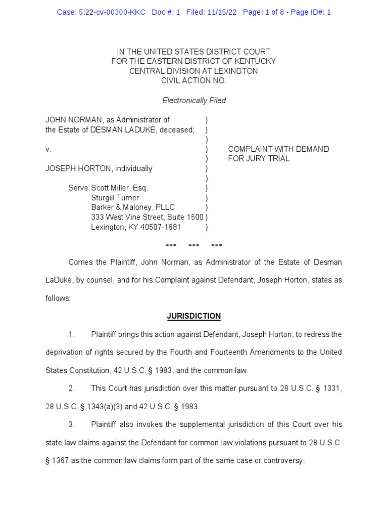 Norman - LaDuke Lawsuit Complaint | PDF | Damages | Negligence