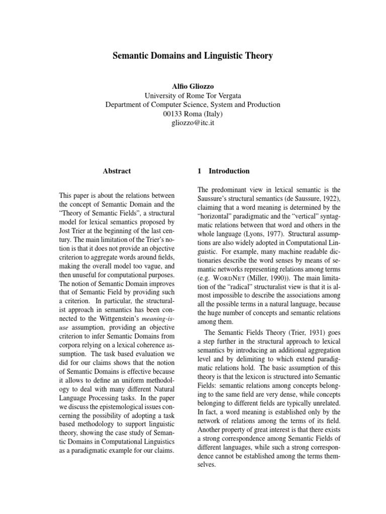 Semantic Domains Makale Güzel | PDF | Word | Linguistics