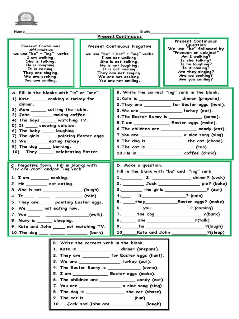 Present Continuous 5202 | PDF | Easter Egg | Grammar