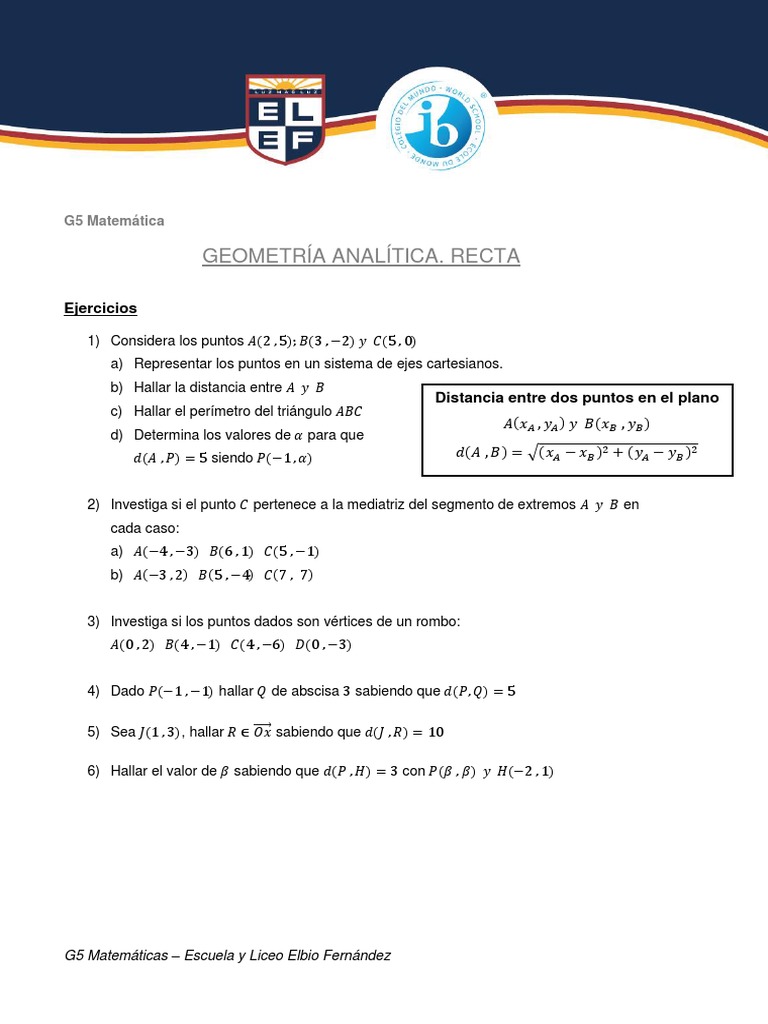 Geometr A Anal Tica. Recta. | PDF