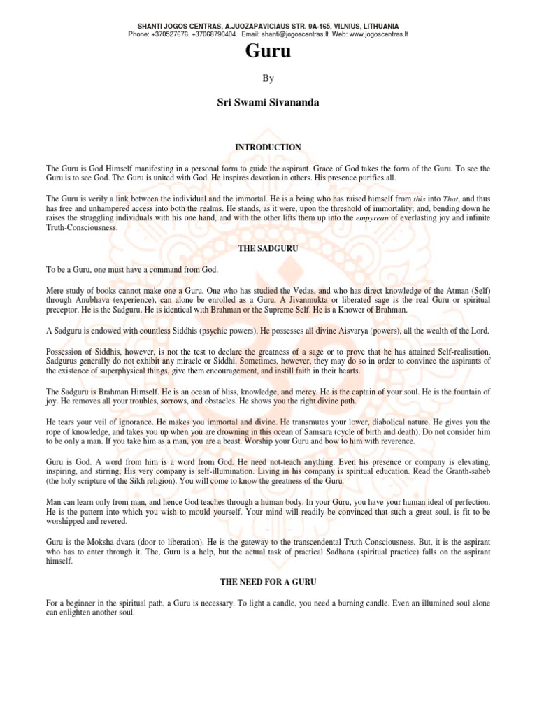 The Role of The Guru | PDF | Guru | Moksha