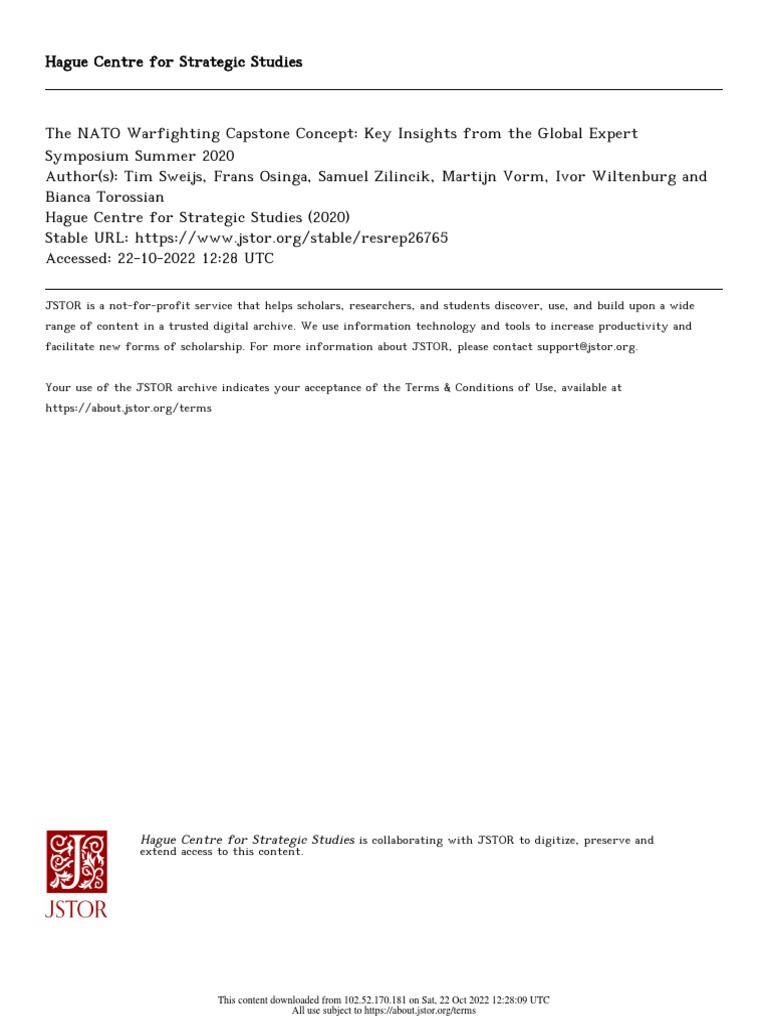 NATO Warfighting Capstone Concept Insights | PDF | Psychological ...