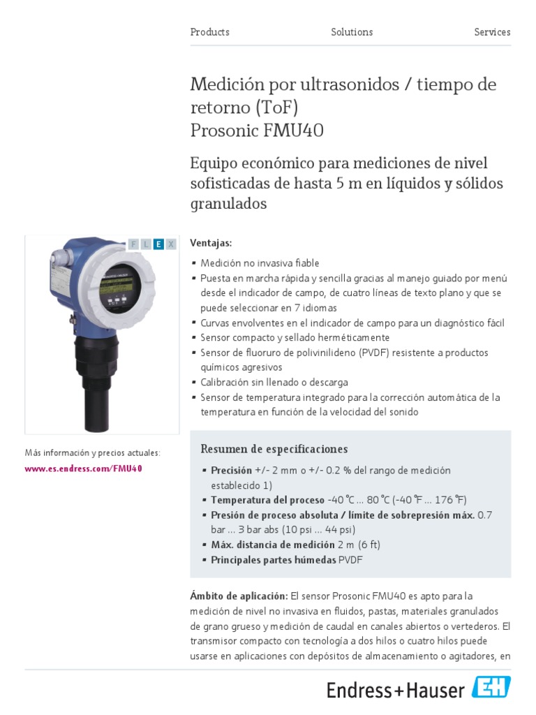 Endress-Hauser Prosonic M FMU40 ES | PDF | Medición | Presión