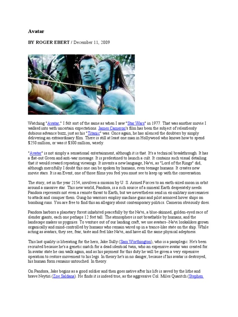 Avatar | PDF | Avatar (2009 Film) | Leisure