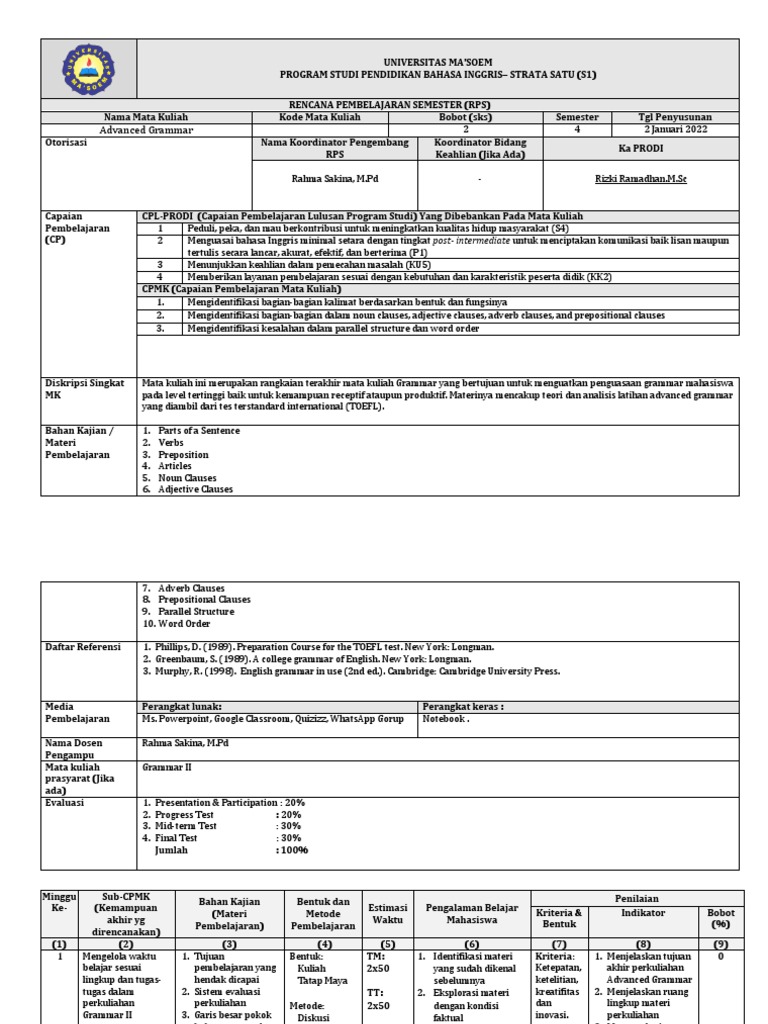 RPS Advanced Grammar | PDF