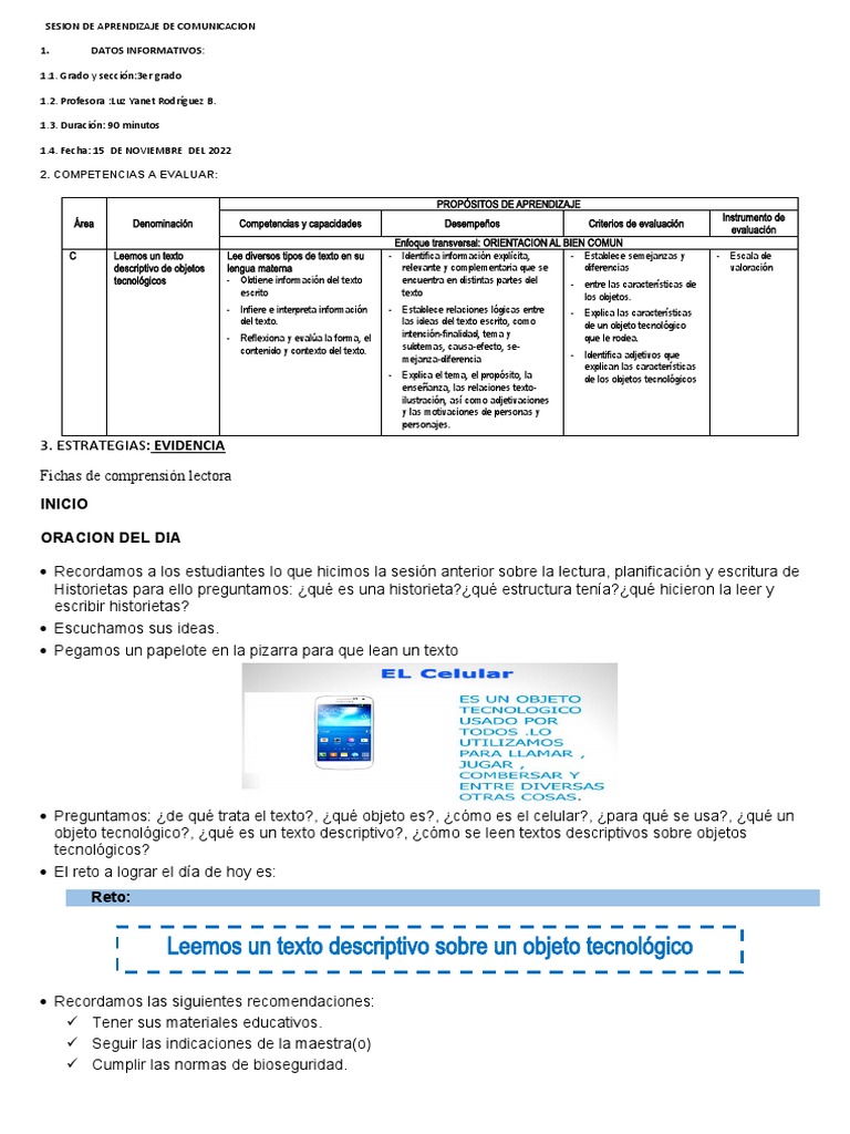 Sesion de Aprendizaje de Comunicacion | PDF Sesion de Aprendizaje de Comunicacion | PDF
