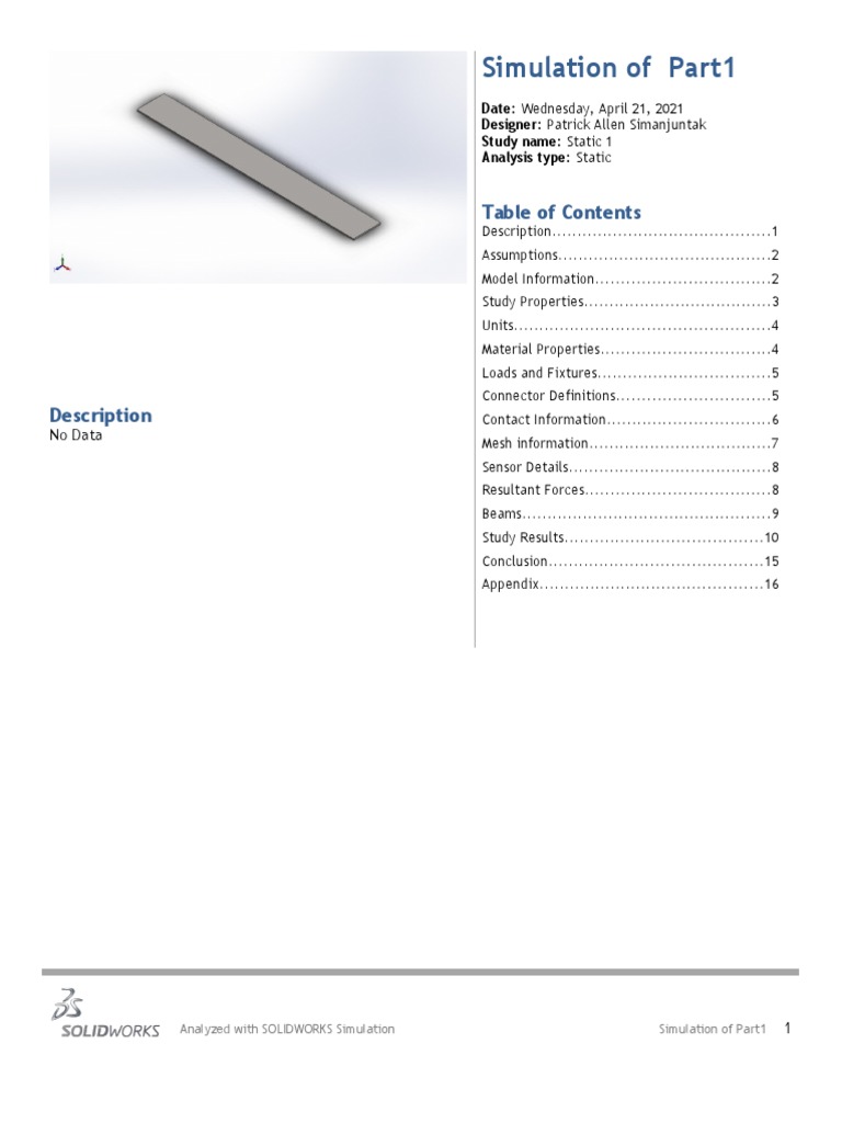 Static Analysis Of Part1 Simulation Pdf