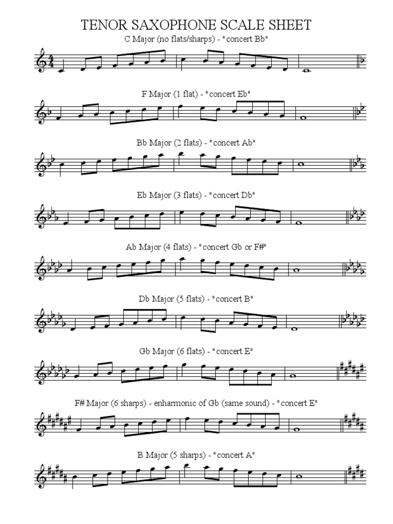 Tenor Sax Scales | Download Free PDF | Saxophone | Melody