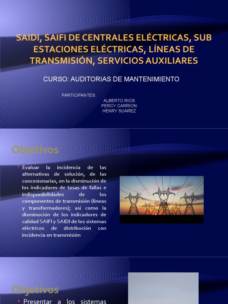 Saidi, Saifi Auditoria de Mantto Grupo 3 | PDF | Aislador (Electricidad ...