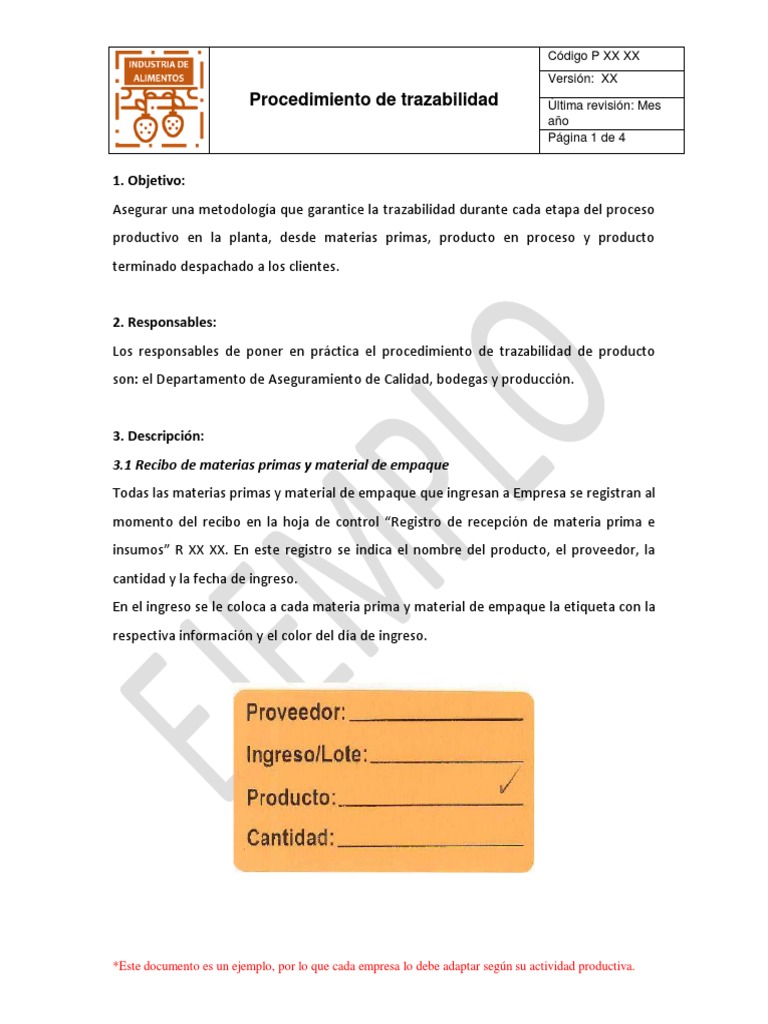 Procedimiento de Trazabilidad de Productos | Descargar gratis PDF | Informática
