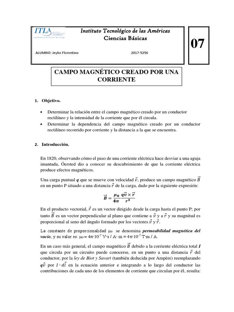 Pract 07 - Campo Magnético Creado Por Corriente | PDF