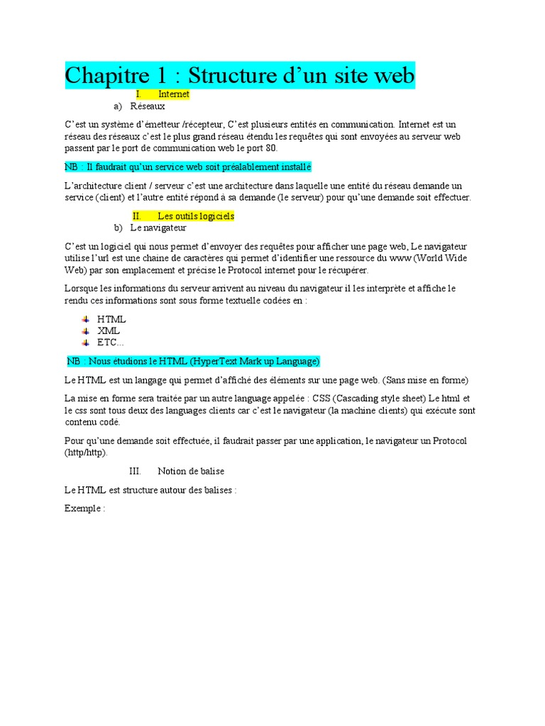 Chapitre 1 Structure D'un Site Web | PDF