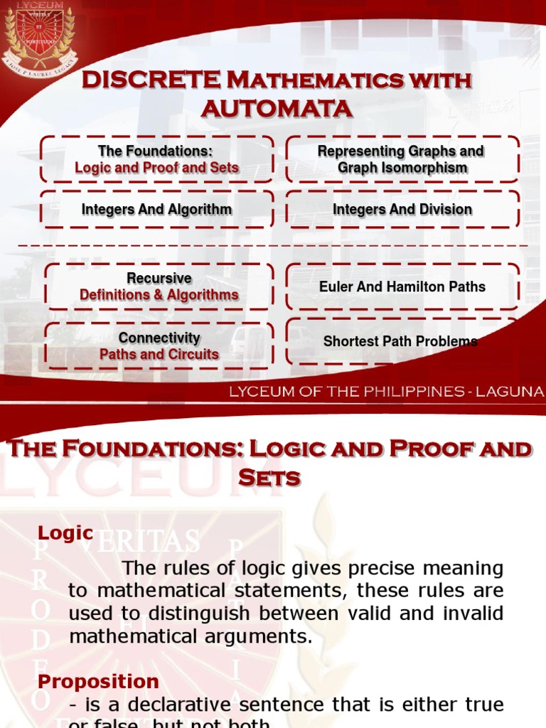 DISCRETE Mathematics With Automata: The Foundations: Representing ...