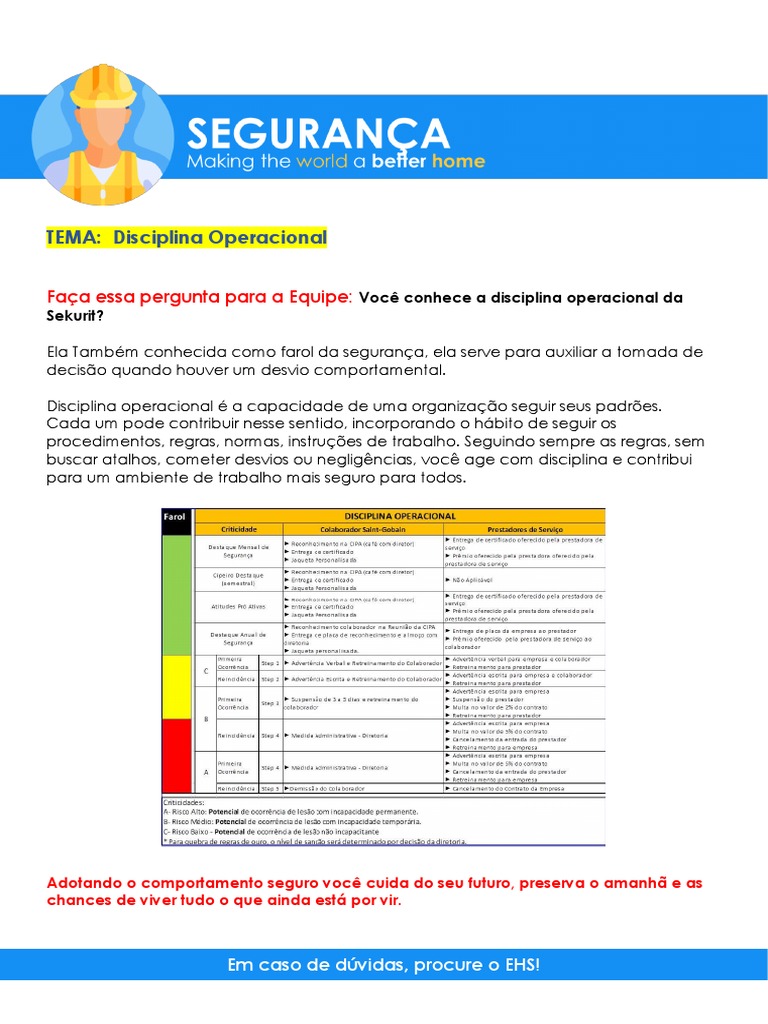Disciplina Operacional na Sekurit | PDF