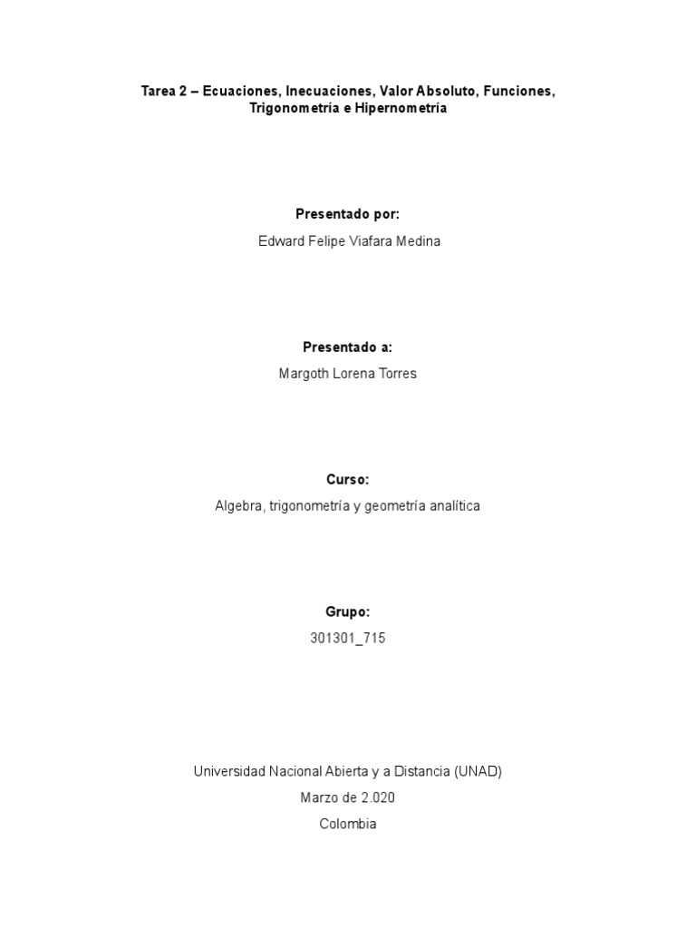Tarea2 EdwardViafara Algebra... | PDF