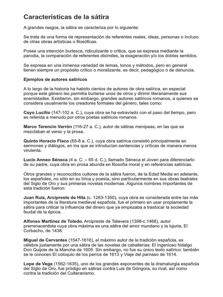 Características de la sátira | PDF | Sátira