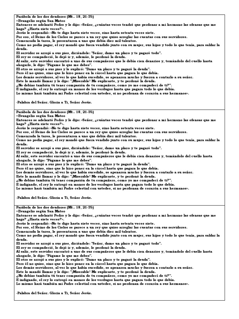 Parábola de Los Dos Deudores | PDF | San Pedro